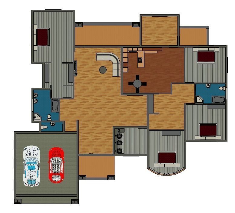 2D House Plan dwg 3D model | CGTrader