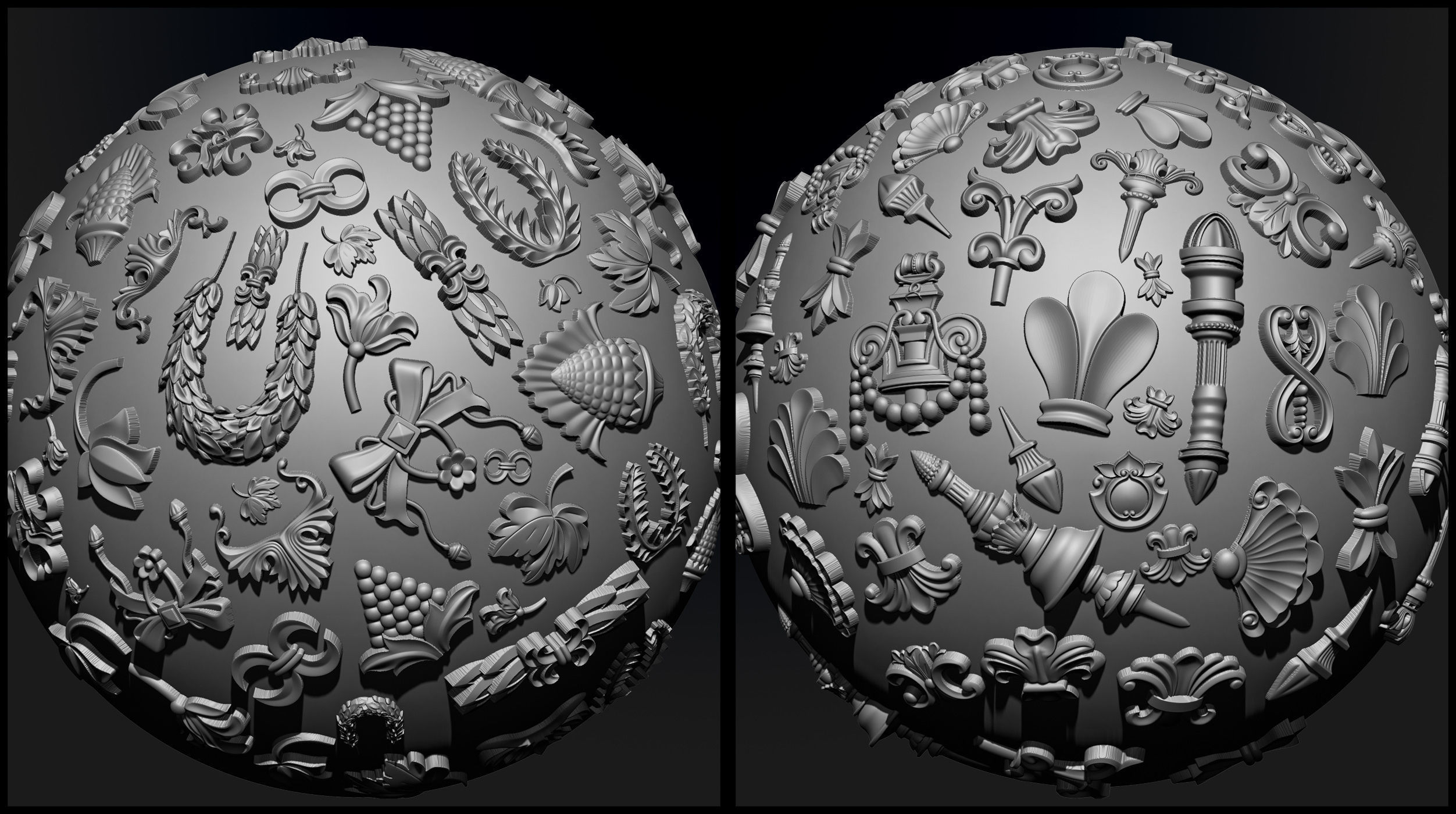 160 Ornament Brushes 4K Alphas and 3D Models- VOL 03 3D model | CGTrader