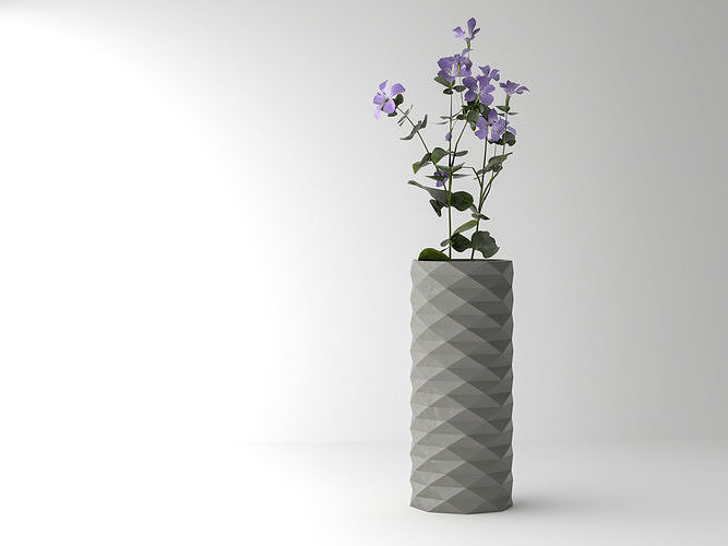 concrete pot plant and flower free 3D model | CGTrader