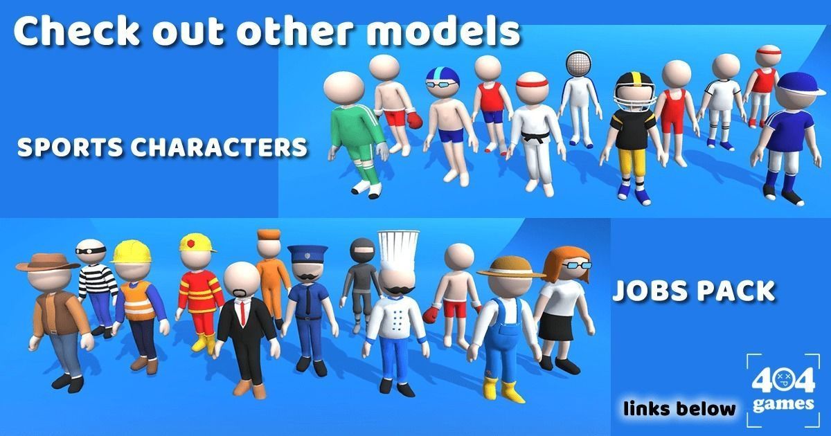 3D model Lowpoly Stickman - Facial Expressions - HyperCasual Stickman ...