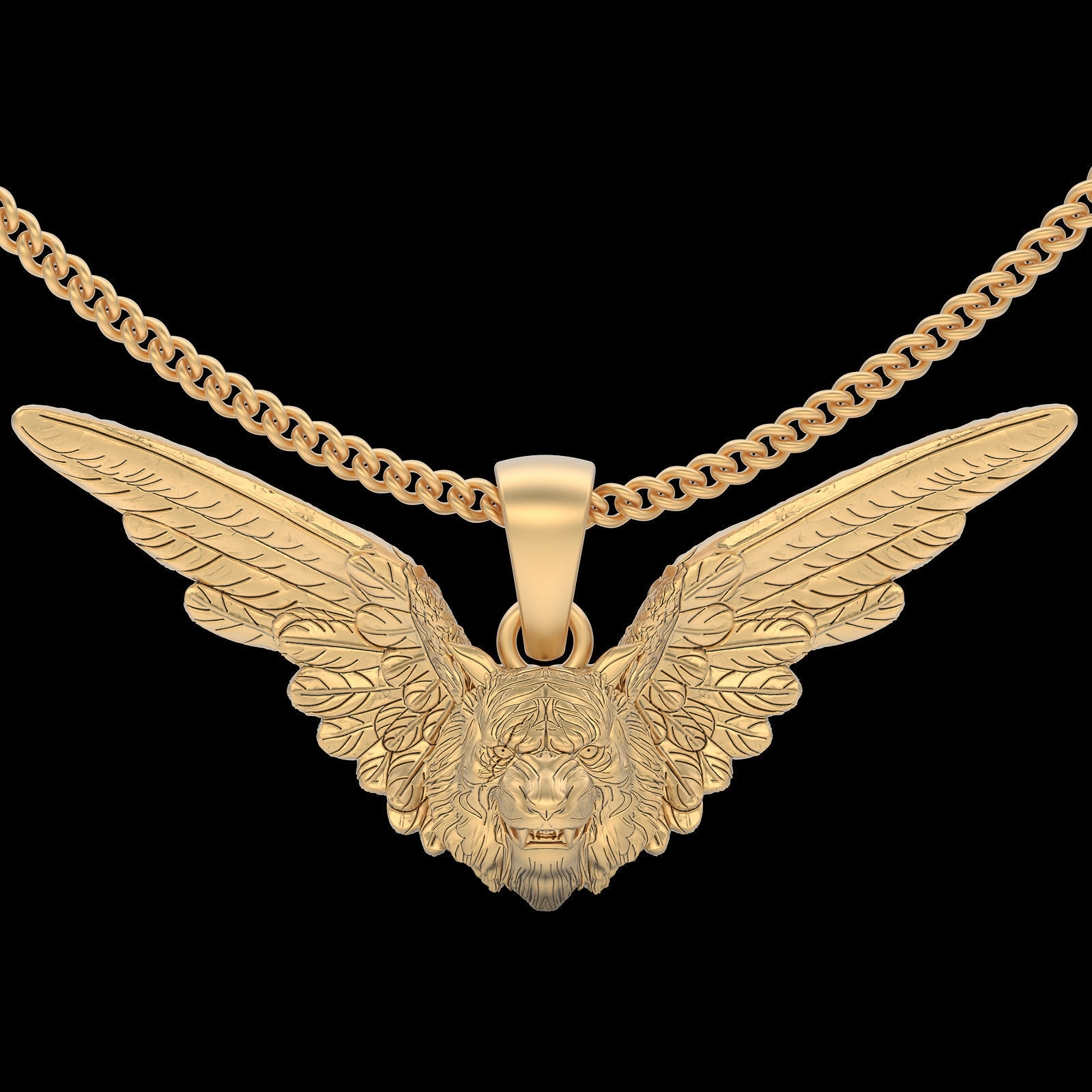 Wolf wings pendant gold printable 3D jewelry model 3D model 3D ...