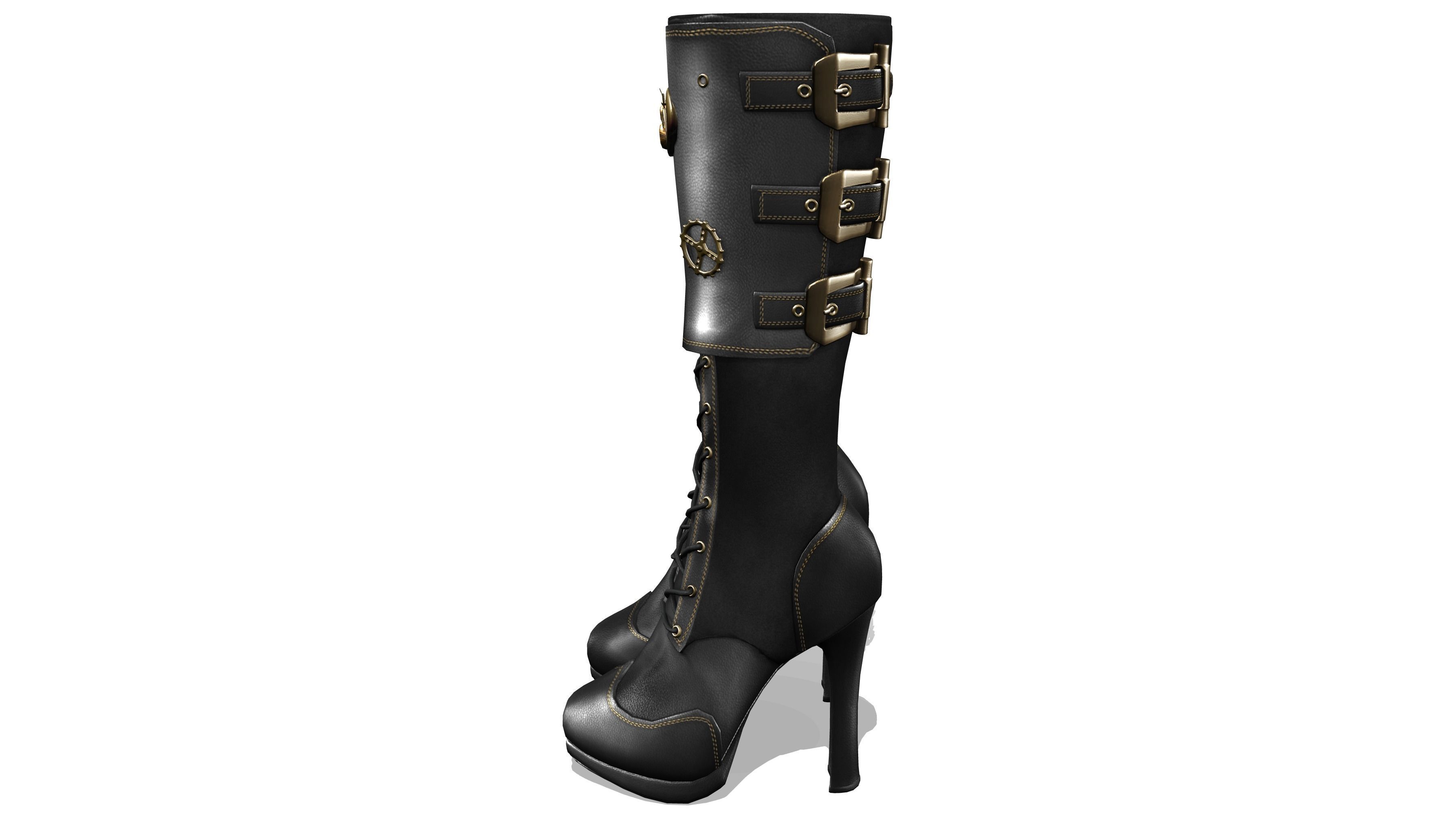 3D model Steampunk High Heel Platform Boots VR / AR / low-poly | CGTrader