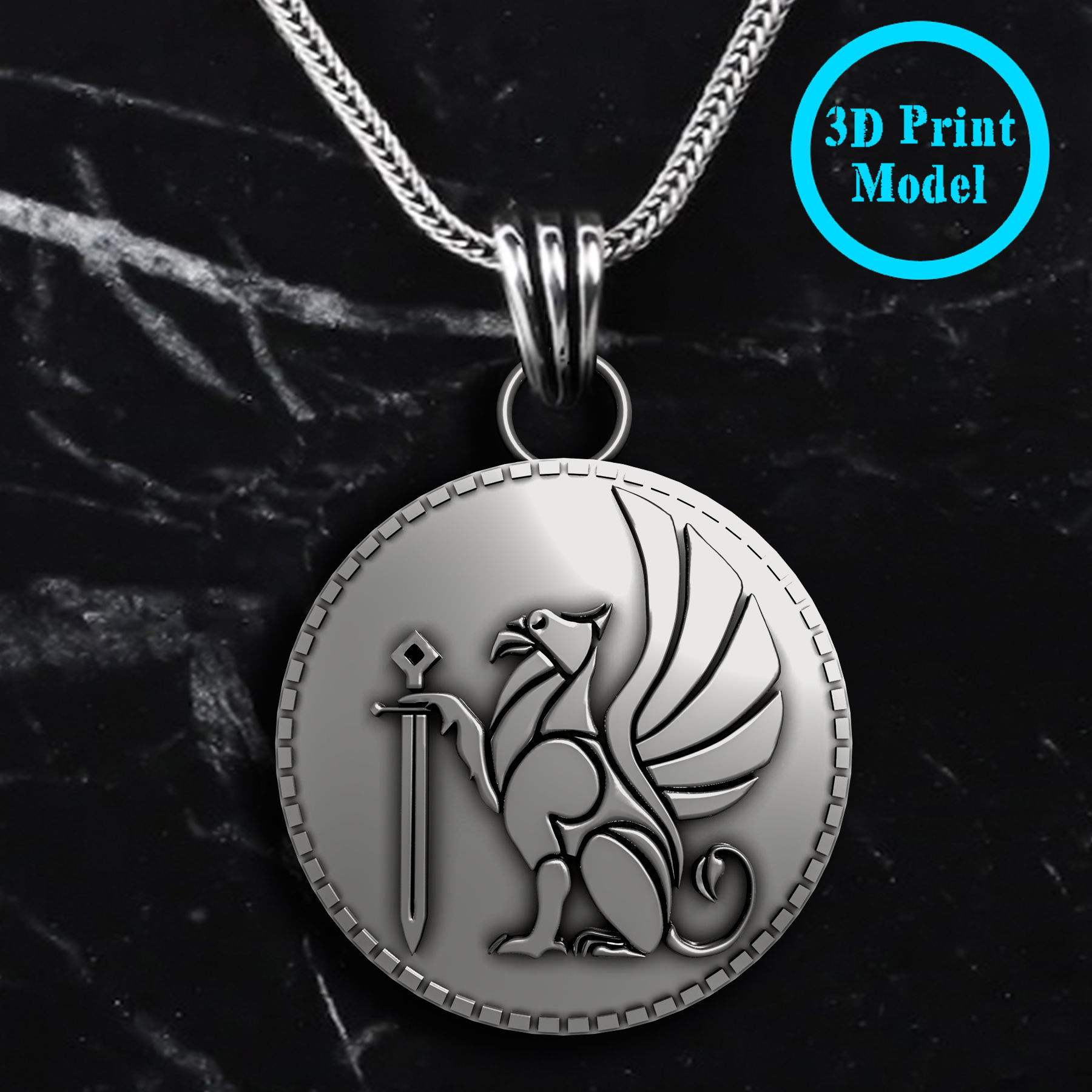 Griffin Hawk Lion Ancient Pendant for Men STL 3D model 3D printable ...