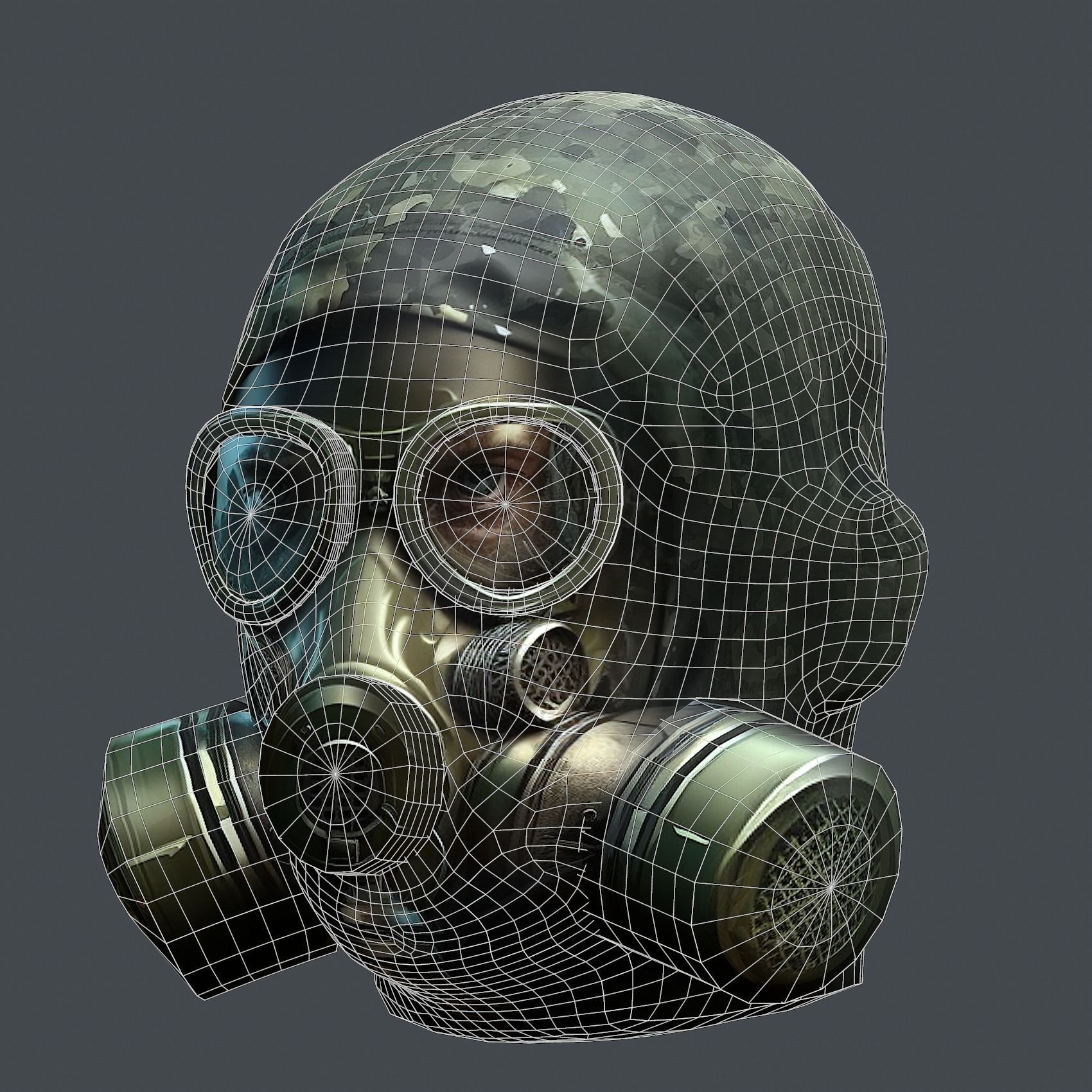 3D model helmet Gas mask 3d model military combat Low-poly VR / AR ...