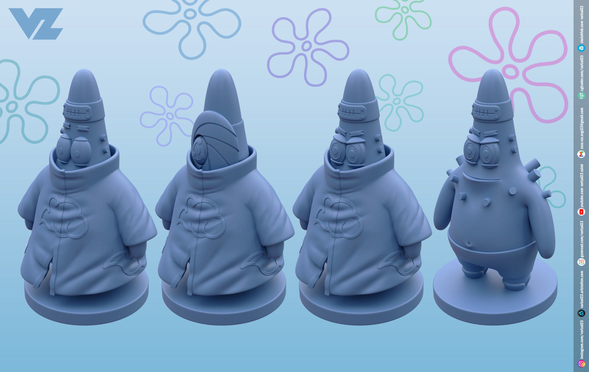 Patrick Star Akatsuki - 4 in 1 - SpongeBob SquarePants X Naruto 3D ...