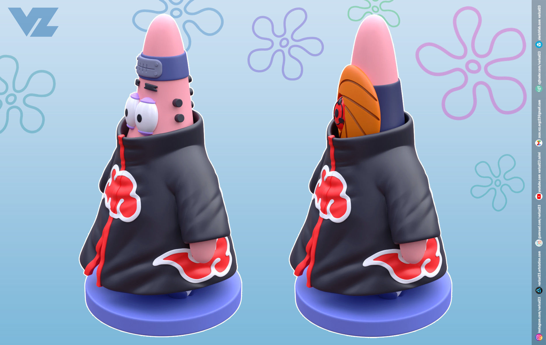 Patrick Star Akatsuki - 4 in 1 - SpongeBob SquarePants X Naruto 3D ...