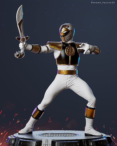 White Ranger Mighty Morphin Power 3D model 3D printable | CGTrader