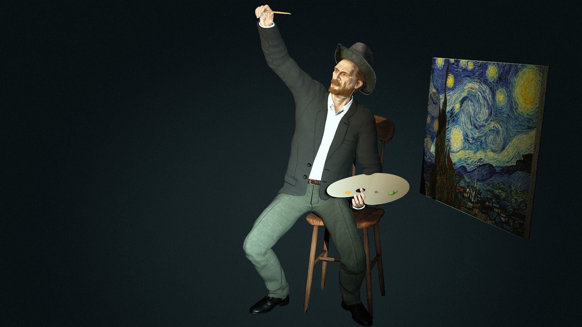 van Gogh High quality character full Rigged and Animated 3D model ...