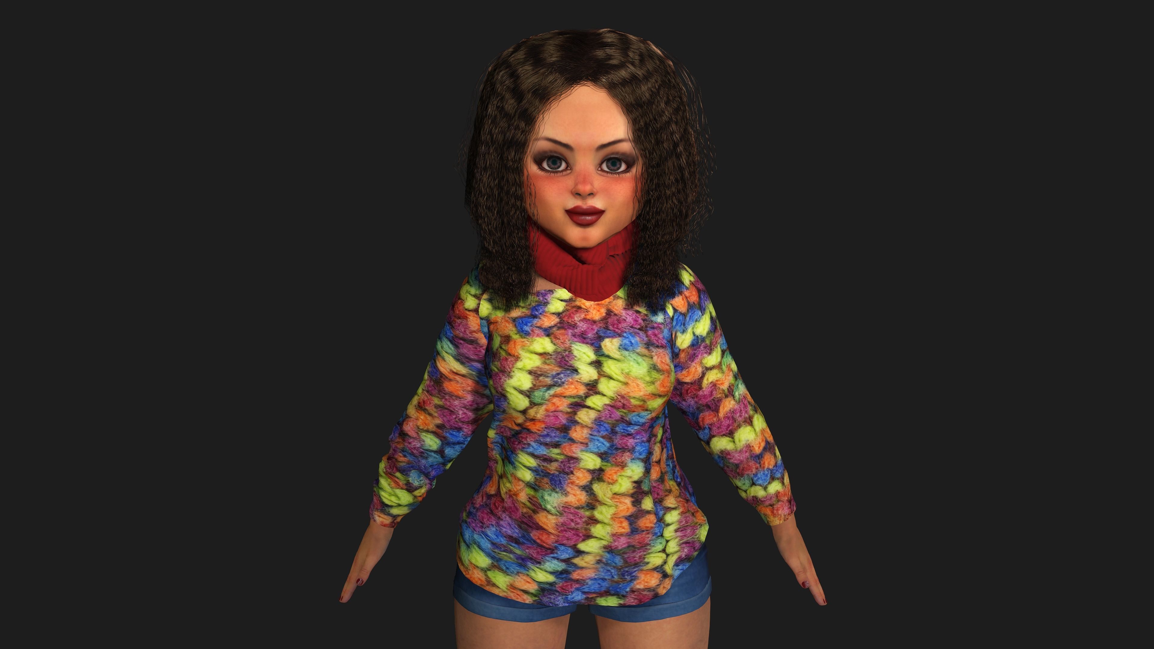 3D model AAA 3D Cartoony Girl 02 -Realistic Stylized Game Ready ...