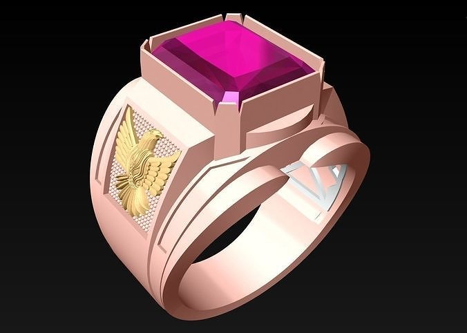 Rectangular Stone Rings - Eagle Rings - N9210 3D model 3D printable | CGTrader