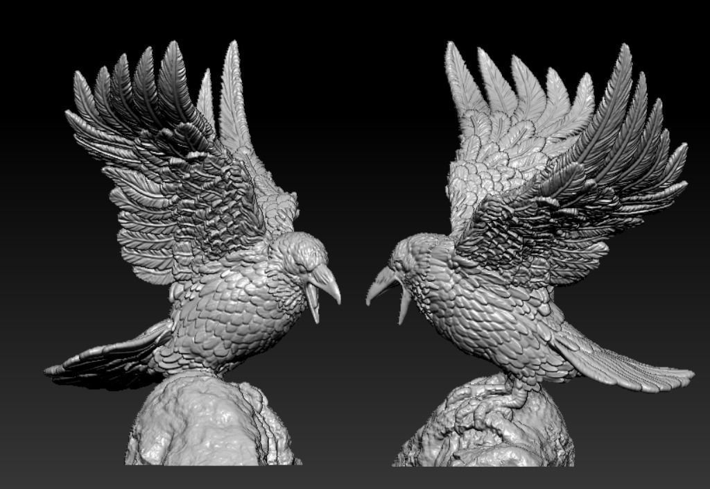 Crow miniature 3D model 3D printable | CGTrader