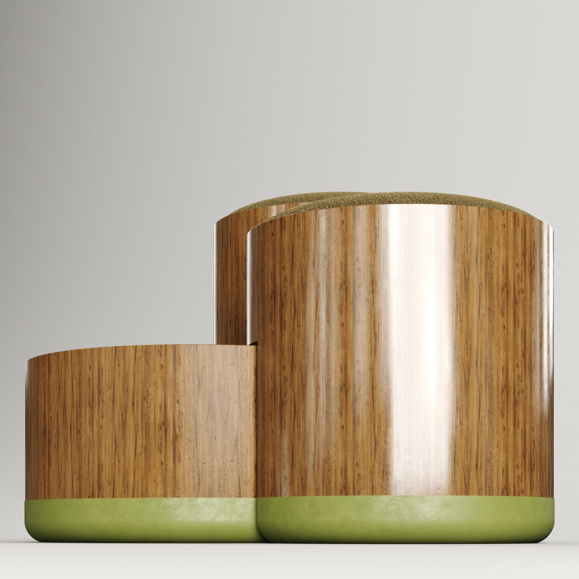 chair two wooden containers with rims 3D model | CGTrader