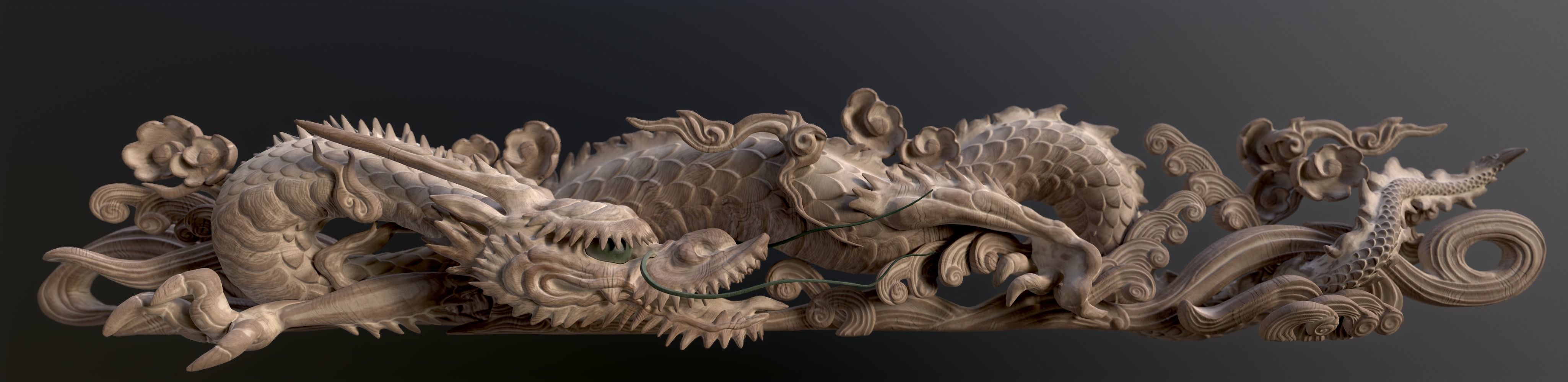 3D model Carved Japanese Dragon Sculpture VR / AR / low-poly | CGTrader