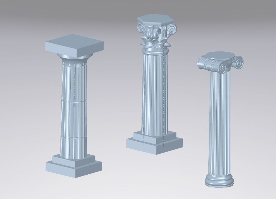 The 3 GREEK Columns - Pillar Orders Doric - ionic - Corinthian 3D model ...