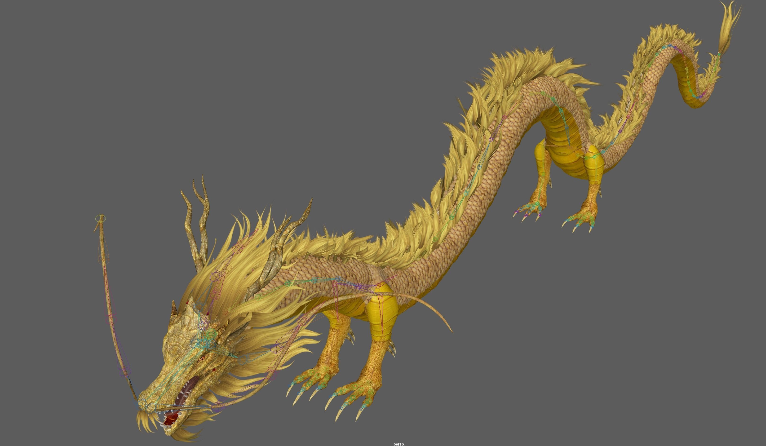Chinese Dragon Rig 3D model rigged | CGTrader