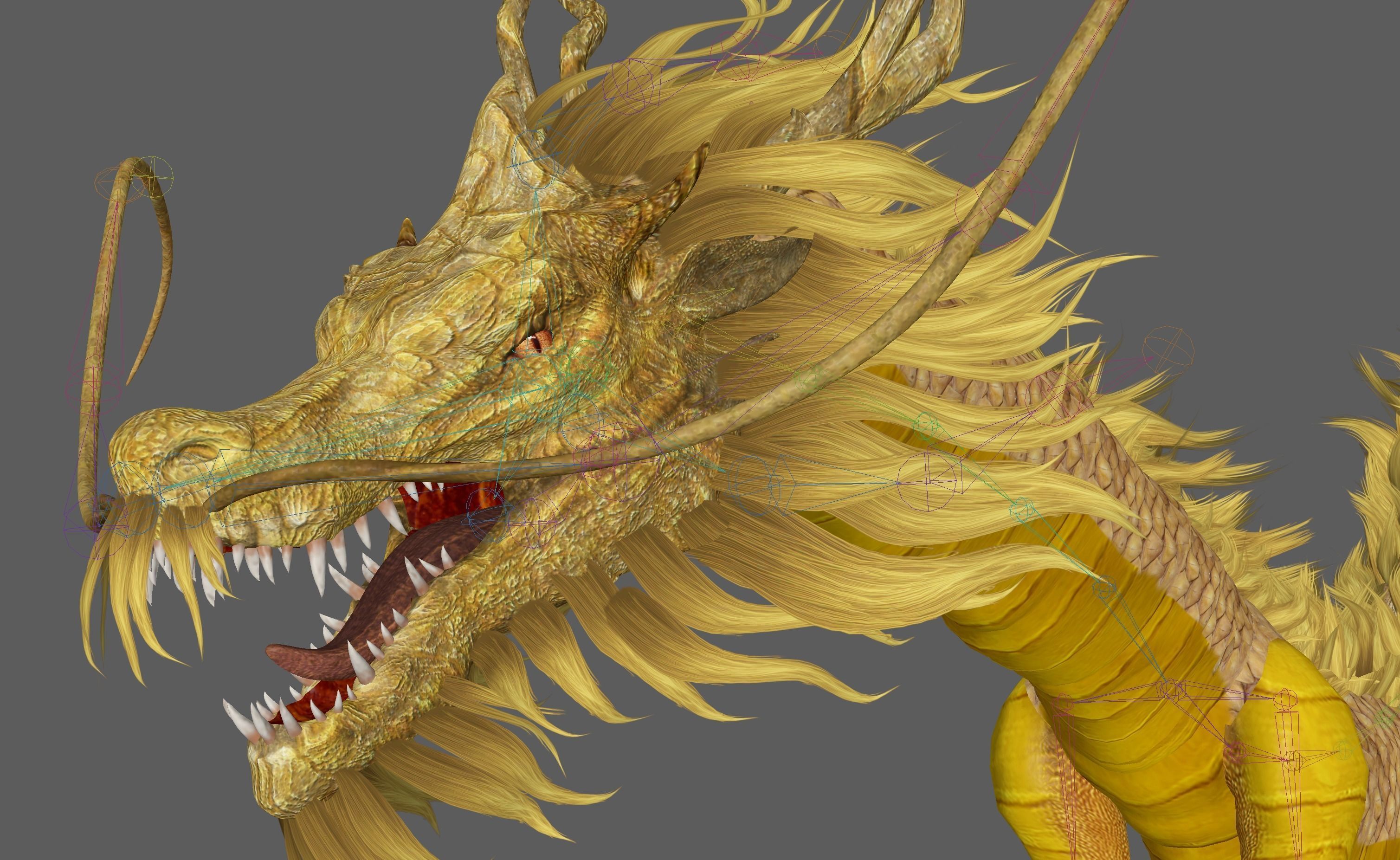 Chinese Dragon Rig 3D model rigged | CGTrader