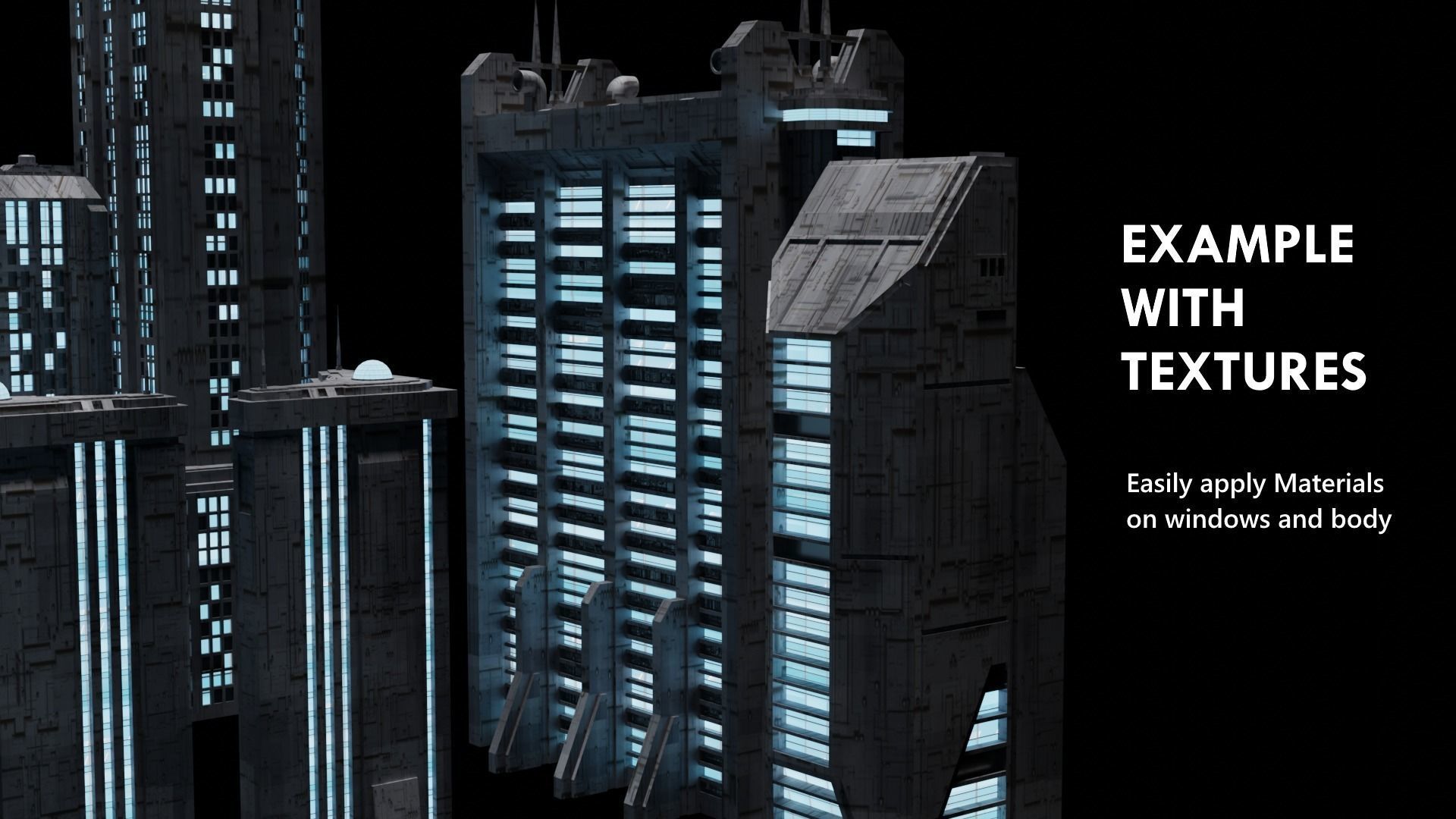 Sci-fi Buildings Kitbash with materials - Futuristic Cyberpunk 3D model ...
