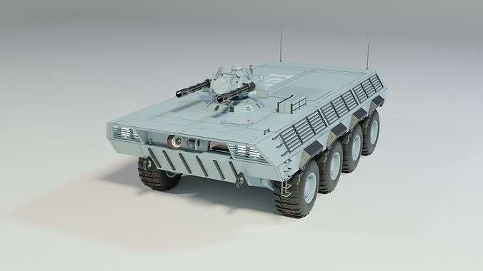 3D model sci-fi armored personnel carrier with turret LowPoly VR / AR ...