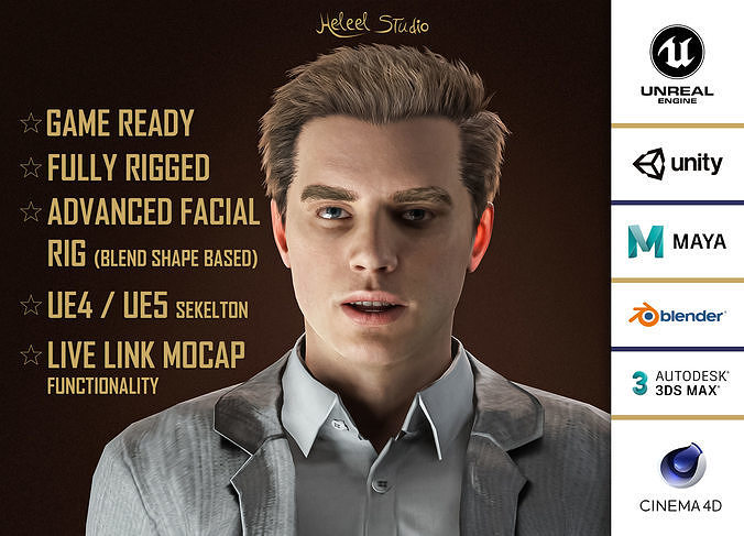 3D model High Quality Realistic Man in Grey Suit Jacket VR / AR / low ...