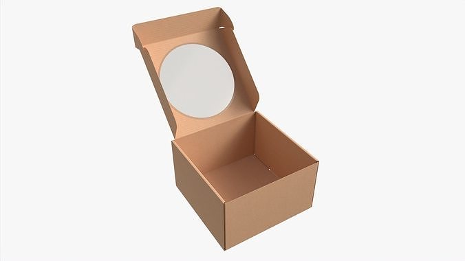 Corrugated Cardboard Box with Window 03 Open 3D model | CGTrader
