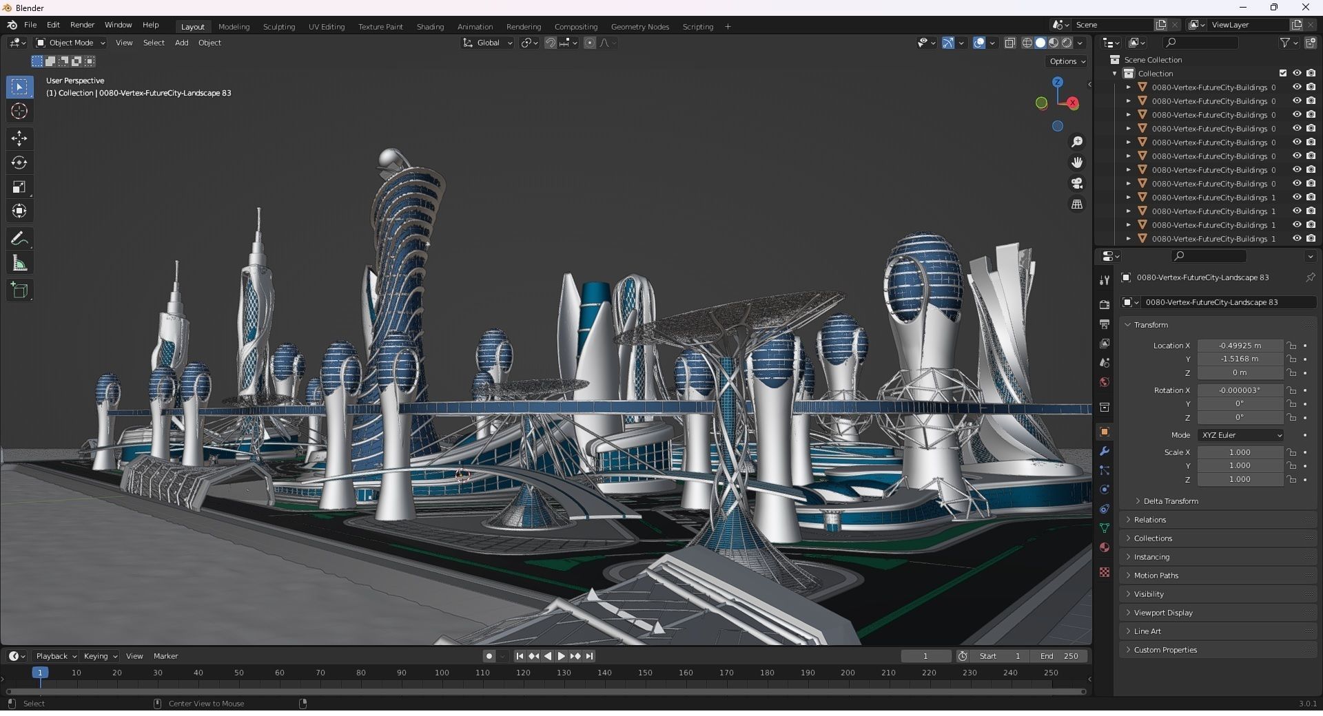 0080 - Future City Island 03 - 2D Drawing - 3ds Files 3D model | CGTrader