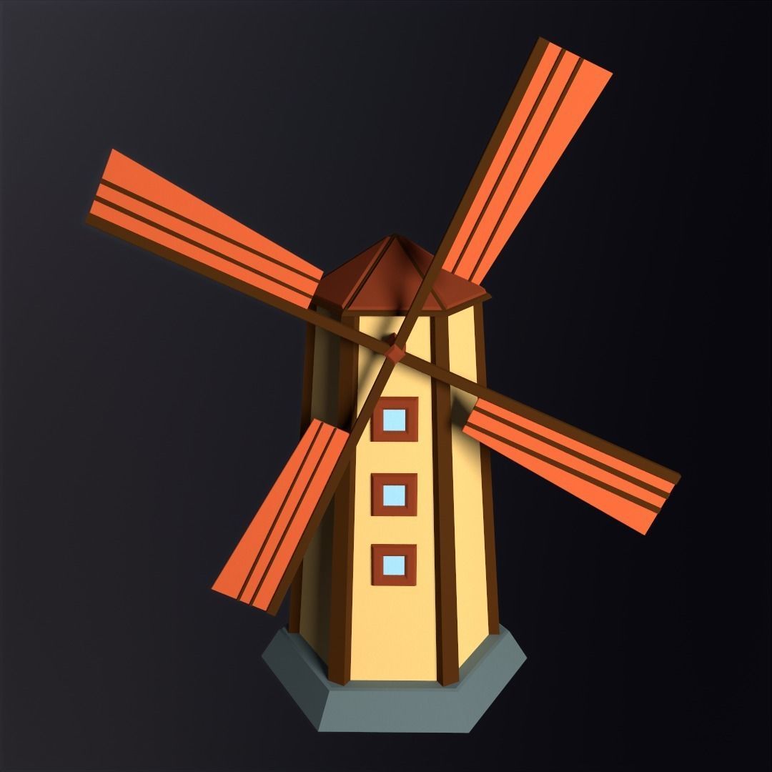 3D model Stylized Minature Windmill Game Ready Model VR / AR / low-poly ...