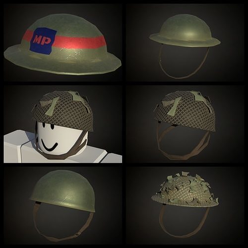 3D model 5 British ww2 military helmets works on roblox characters too ...