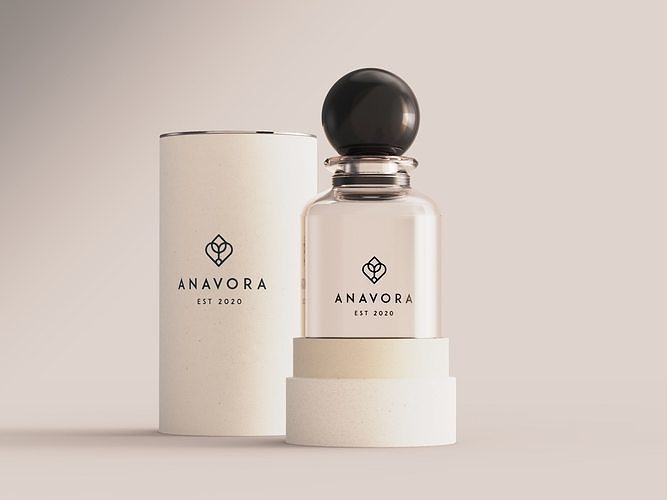 Cylindrical Glass perfume container with box free 3D model | CGTrader