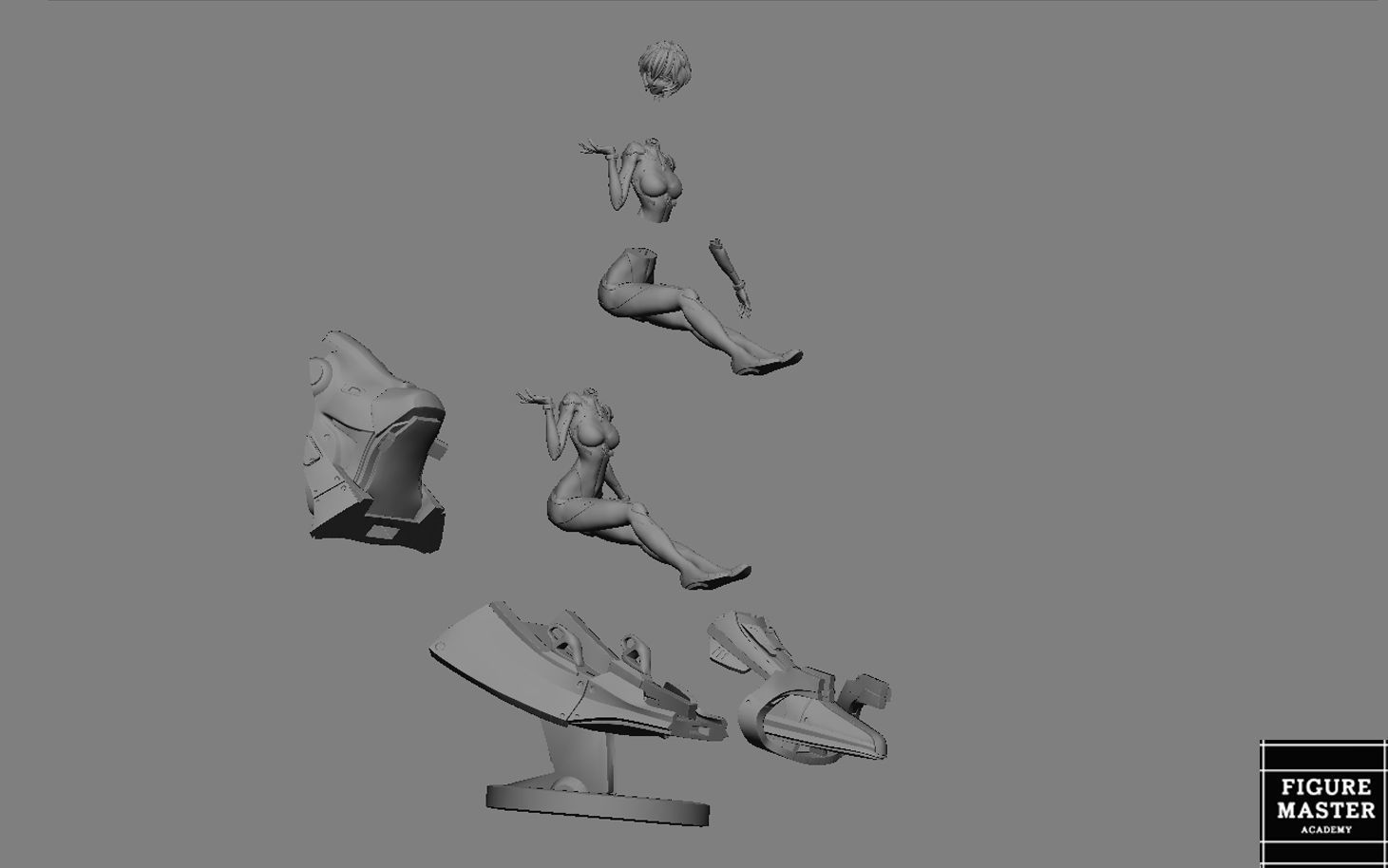 REI ASUKA COCKPIT PACK EVANGELION GIRL STATUE CUTE PRETTY ANIME 3D ...