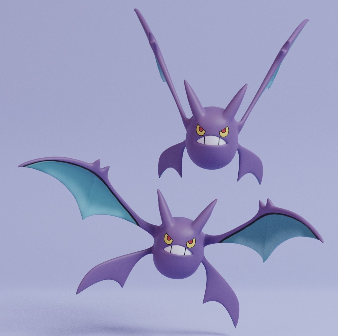 Pokemon - Zubat Golbat and Crobat with 2 poses 3D model 3D printable ...