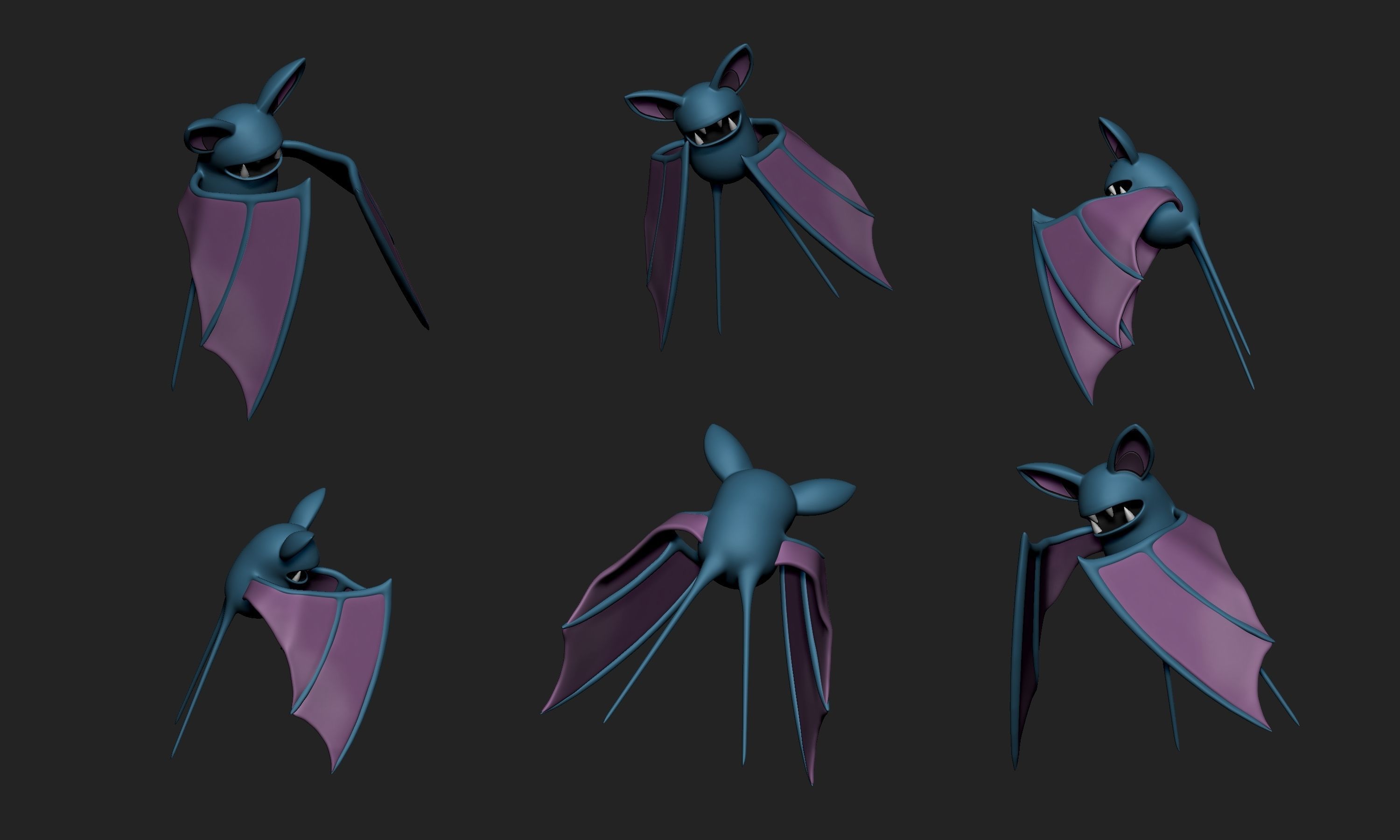 Pokemon - Zubat Golbat and Crobat with 2 poses 3D model 3D printable ...