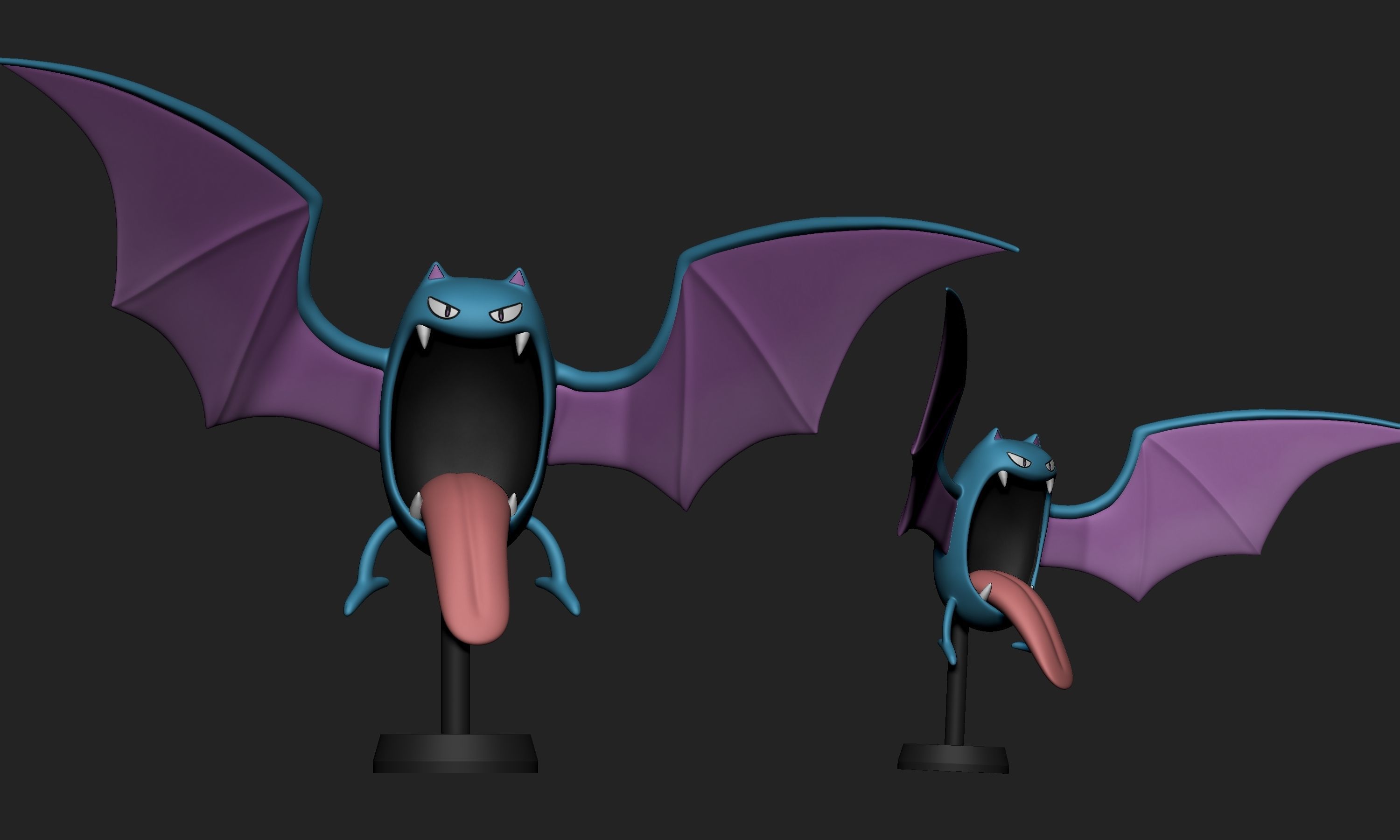 Pokemon - Zubat Golbat and Crobat with 2 poses 3D model 3D printable ...