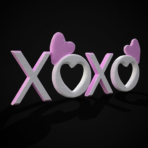 3D model XOXO Wood Lettering VR / AR / low-poly | CGTrader