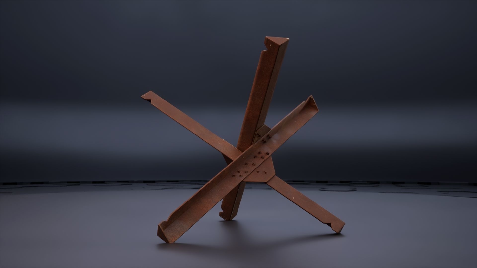 3D model Military Czech hedgehog - anti-tank barrier VR / AR / low-poly ...