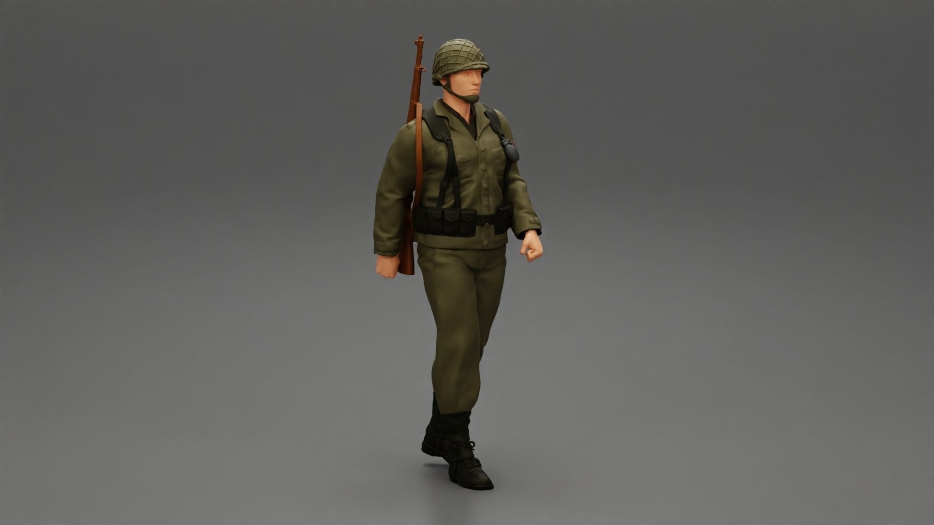Soldier walking carrying a rifle 3D model 3D printable | CGTrader
