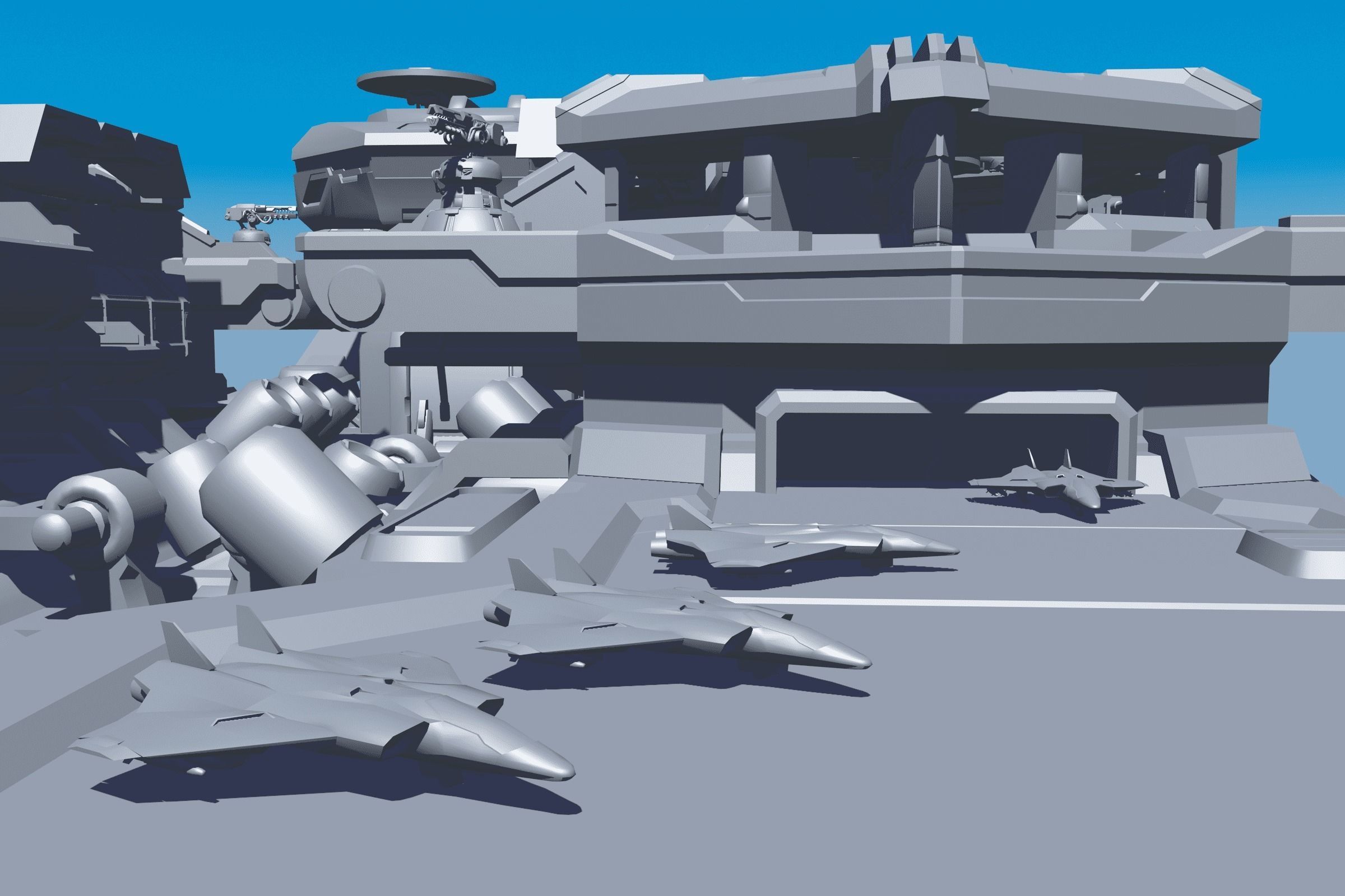3D model Futuristic Aircraft Base Carrier VR / AR / low-poly | CGTrader