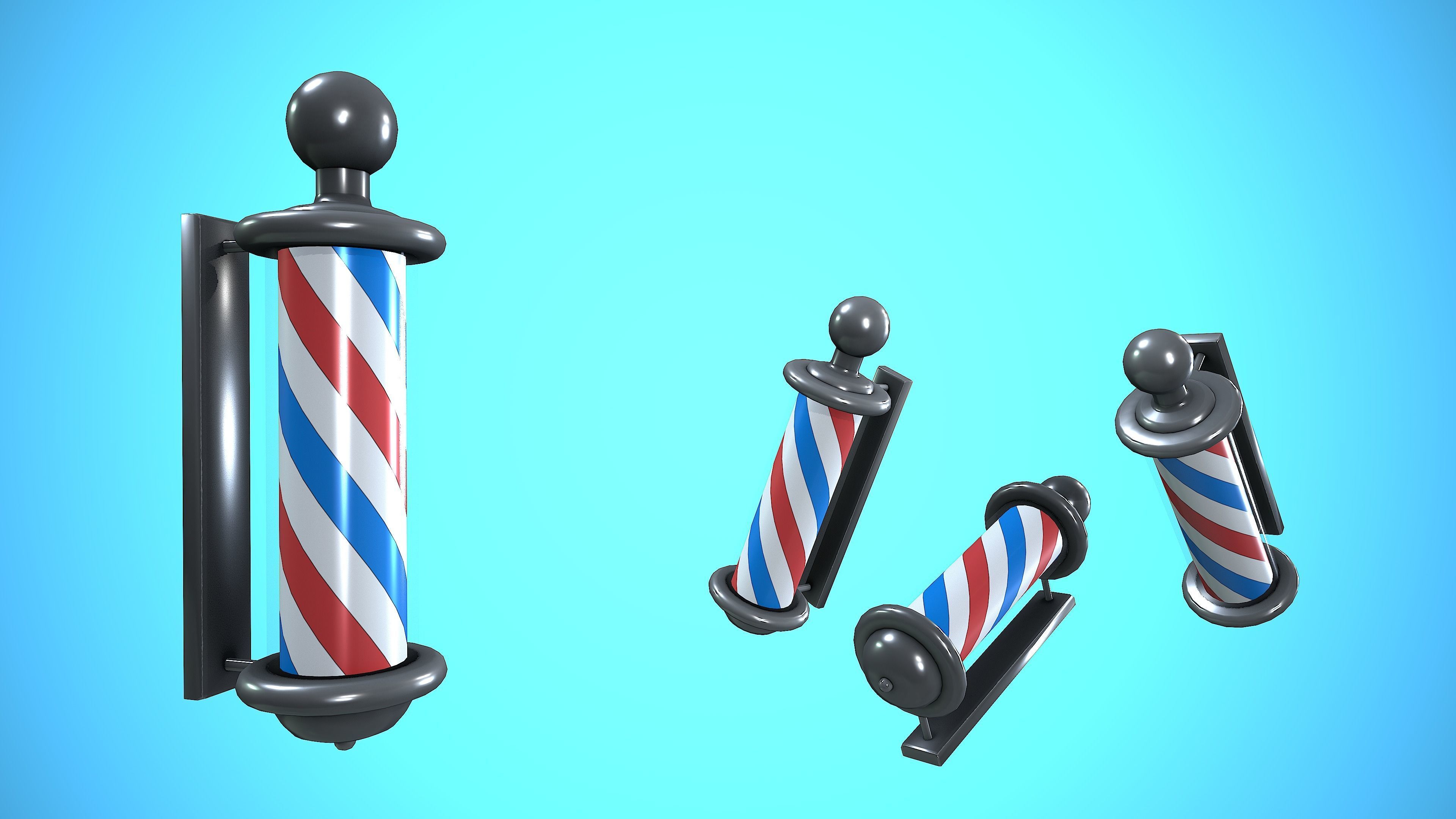 3D model BARBER POLE CARTOON STYLIZED REALISTIC VR / AR / low-poly ...