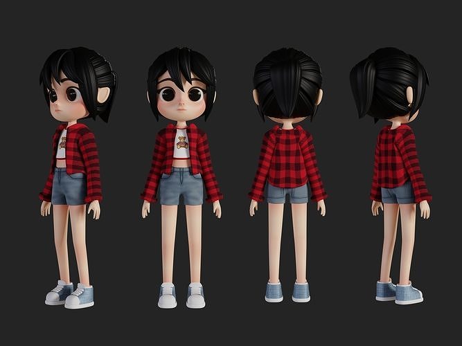 Character cartoon girl 3D model | CGTrader