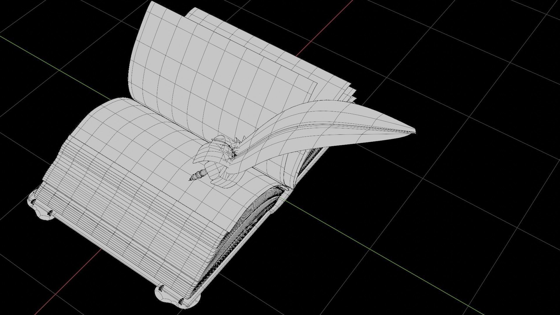 3D model old book with quill 8k pbr textures VR / AR / low-poly | CGTrader