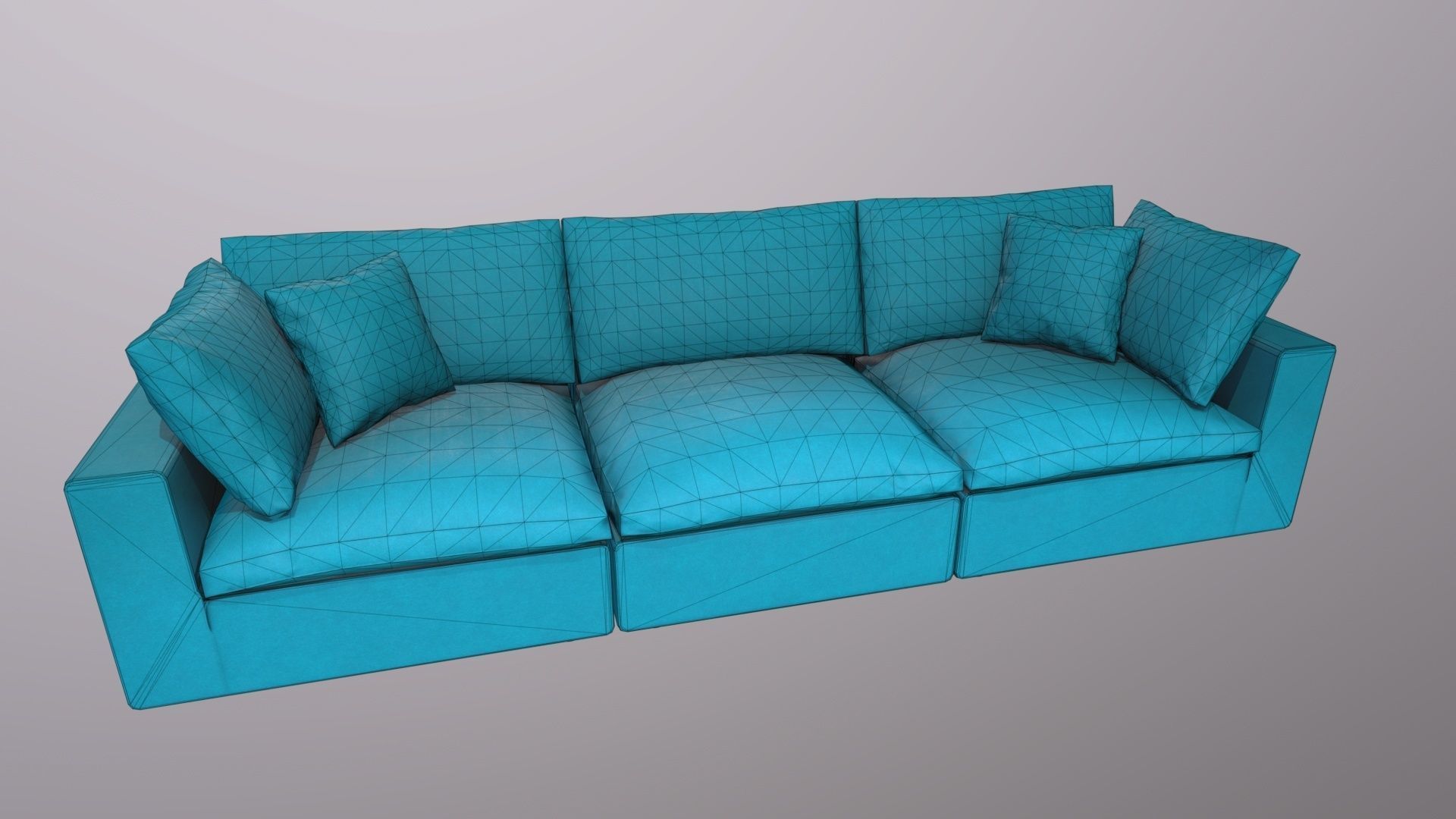 3D model Teal Couch VR / AR / low-poly | CGTrader
