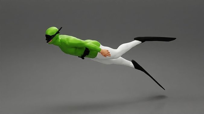 Scuba diver swimming 3D model 3D printable | CGTrader