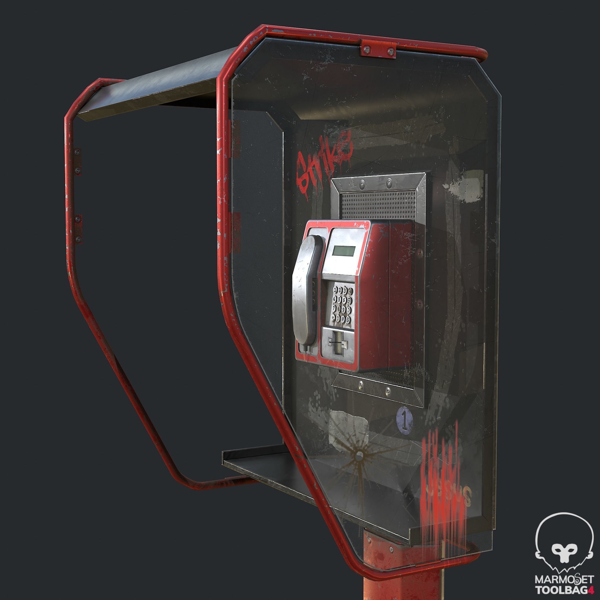 3D model PBR Broken Telephone Booth - Street Phone VR / AR / low-poly ...