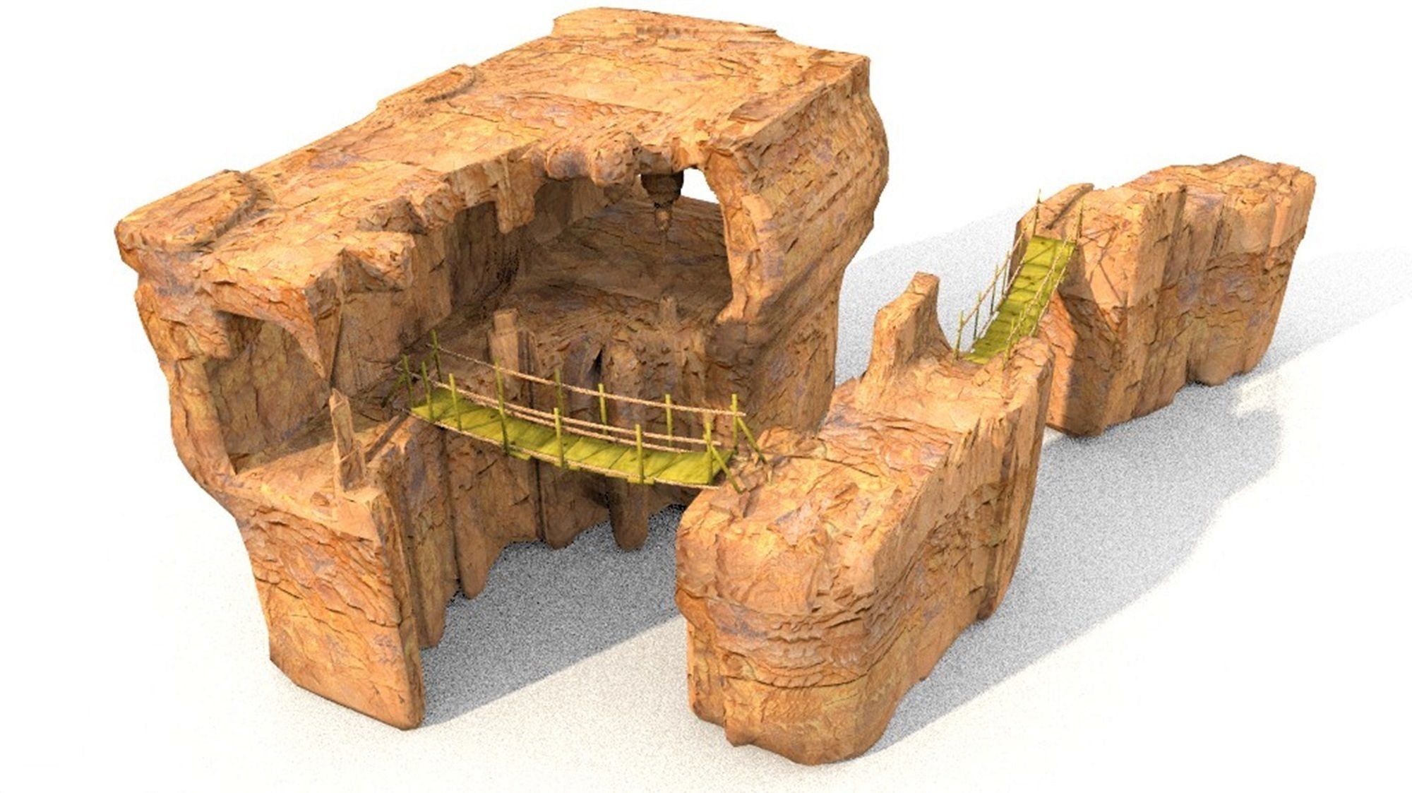 3D model cave cavern system on mountain landscape VR / AR / low-poly ...