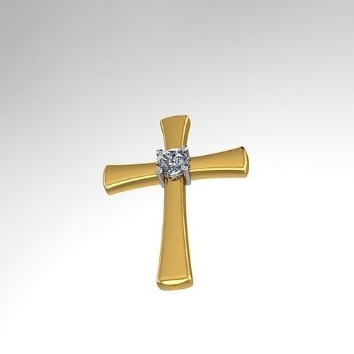 Diamond Solitaire Cross Pendant 3D model 3D printable | CGTrader
