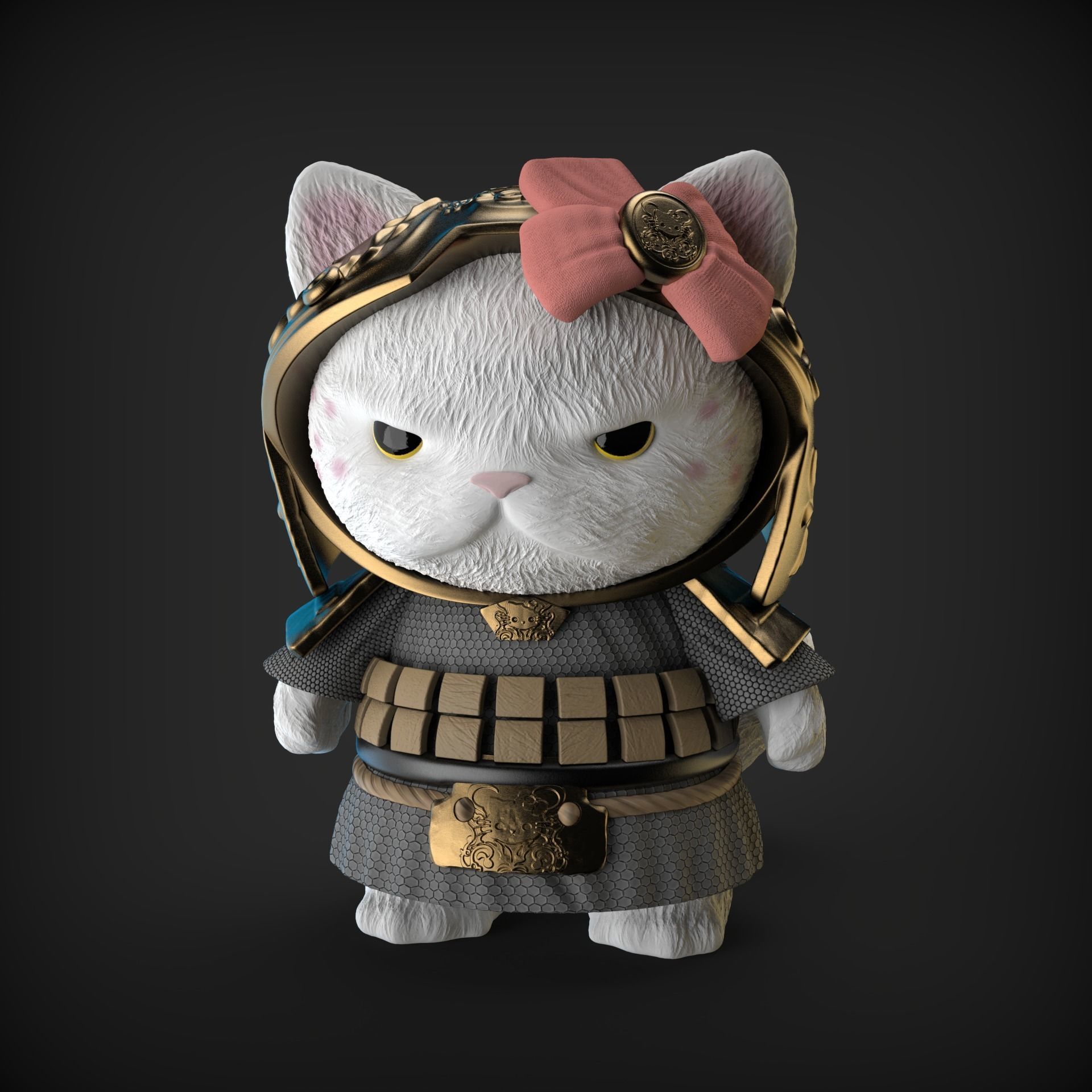 Hello Kitty samurai 3D model 3D printable | CGTrader
