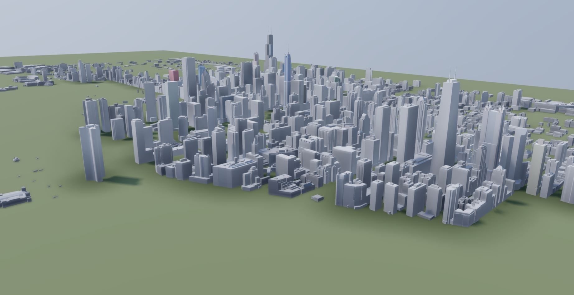 Chicago city lowpoly blocks kit 3D model | CGTrader