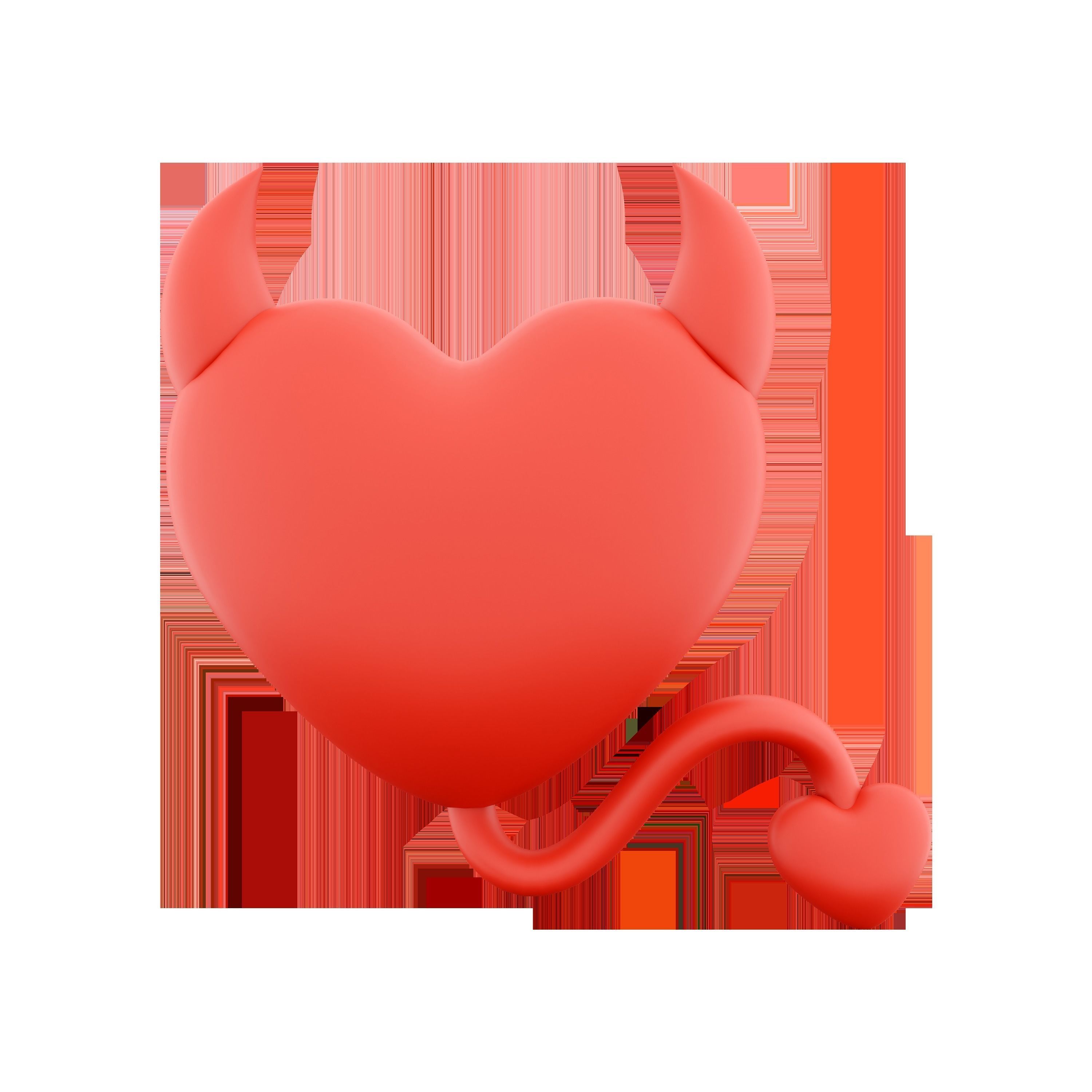 3d devil heart icon concept red shiny with horns tail 3D model | CGTrader