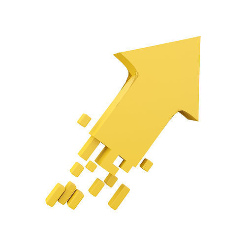 3d golden arrow rises up icon 3D model | CGTrader