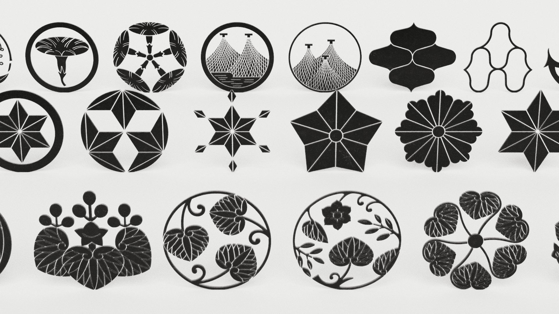 Traditional Japanese Emblems vol1 3D model | CGTrader
