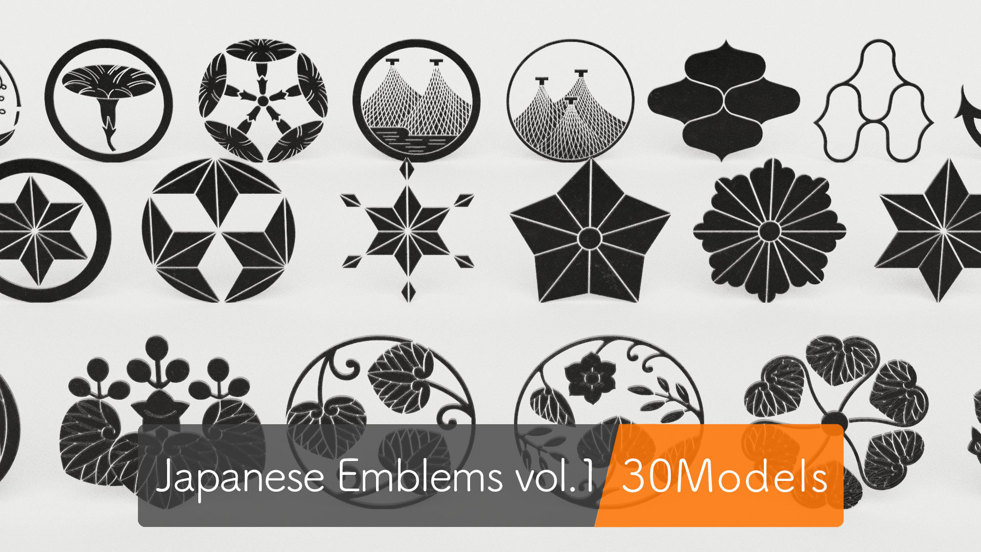 Traditional Japanese Emblems vol1 3D model | CGTrader